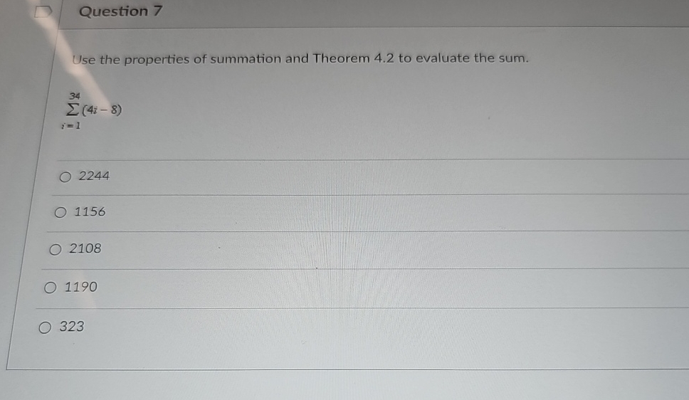 Solved Question 7Use the properties of summation and Theorem | Chegg.com
