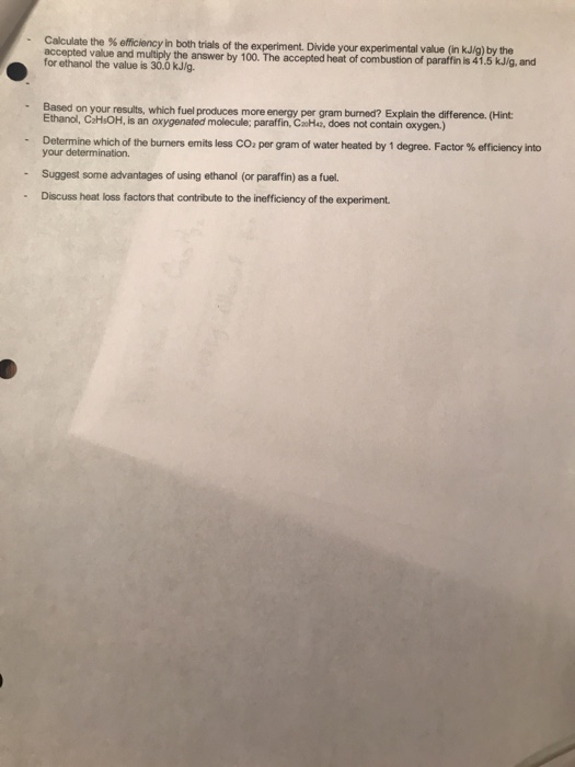 Solved CHEM 326 Lab Experiment: Energy Content of Fuels and | Chegg.com