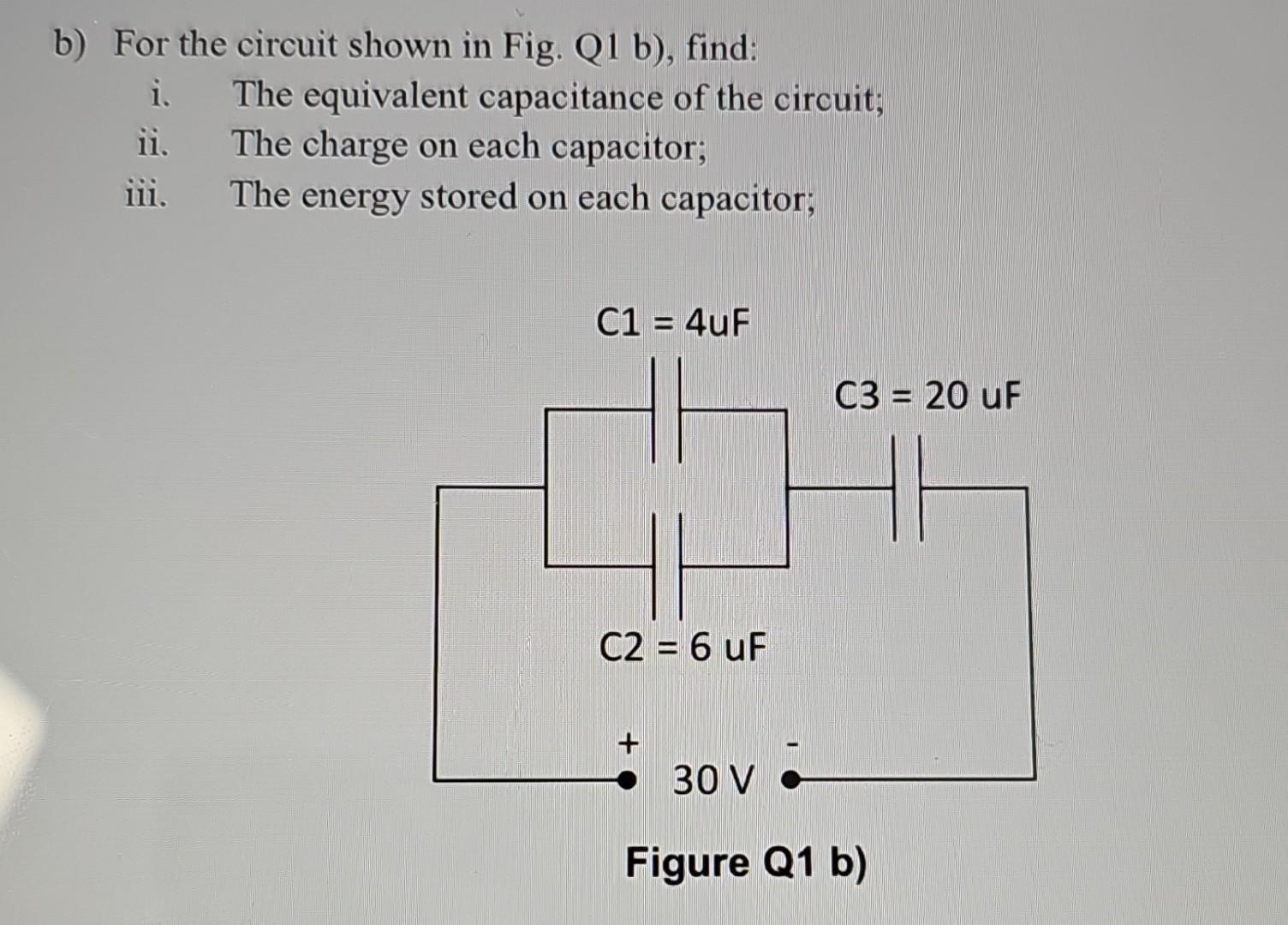 Solved b) For the circuit shown in Fig. Q1 b), | Chegg.com