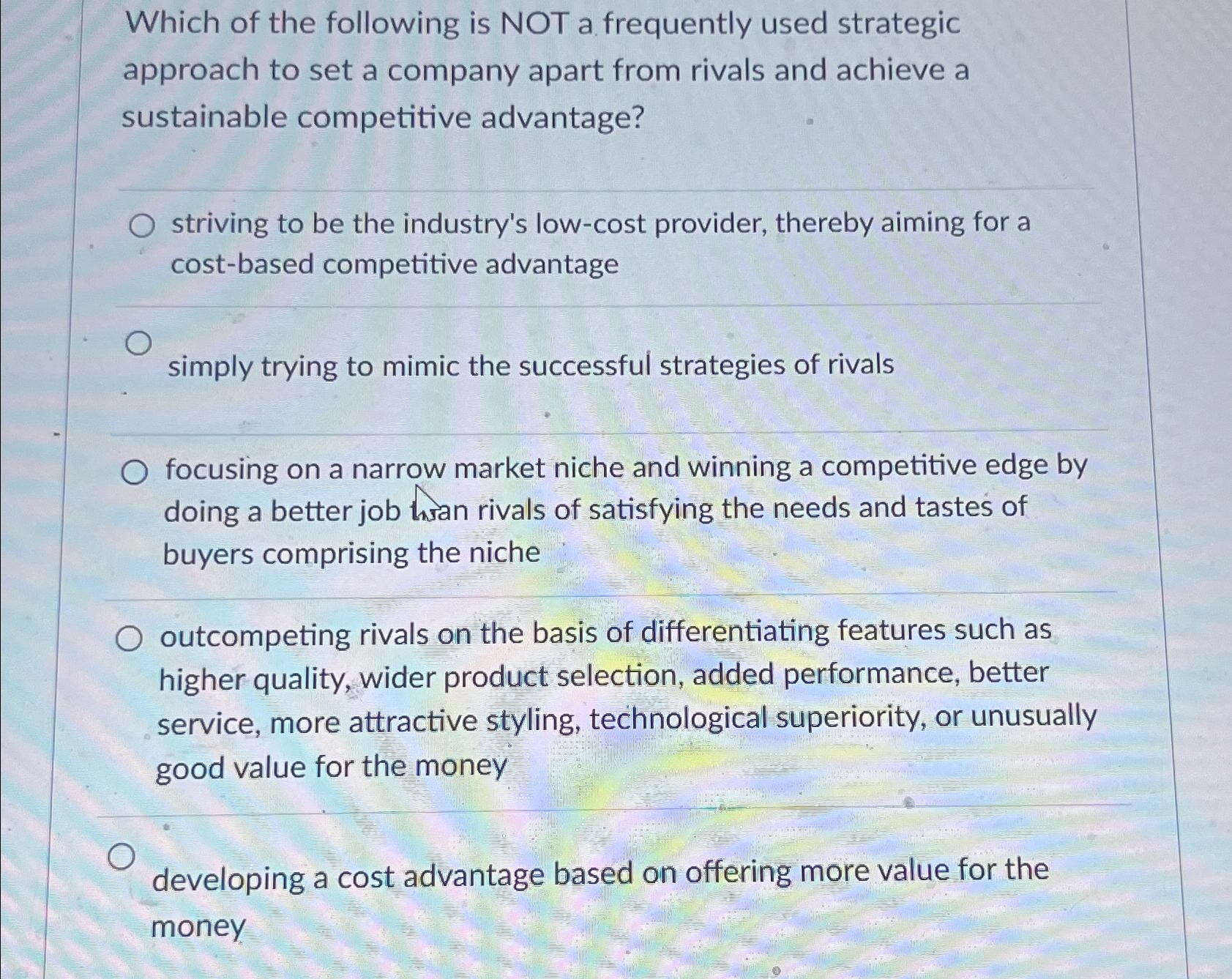 Solved Which of the following is NOT a frequently used | Chegg.com