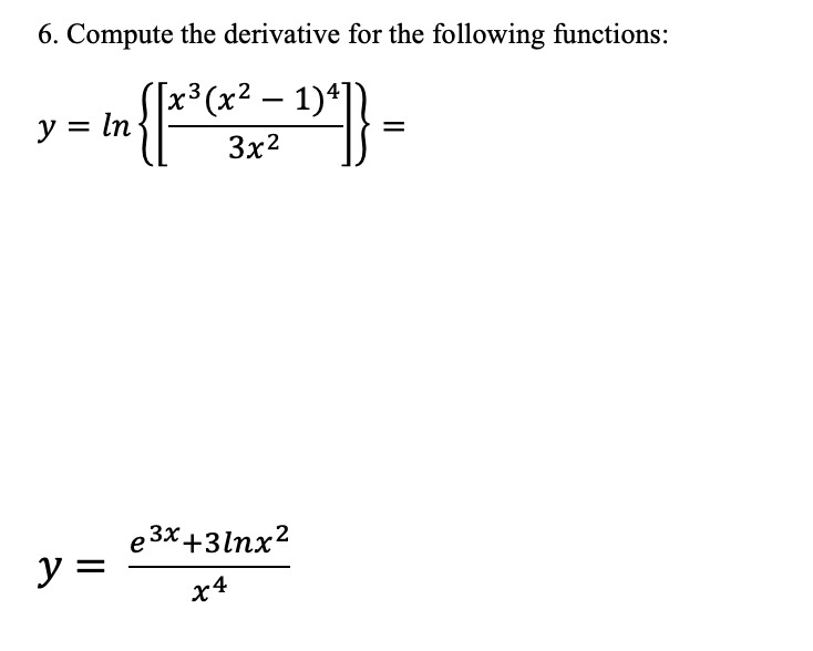 Solved Compute the derivative for the following | Chegg.com