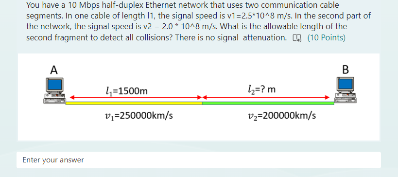 Solved You have a 10Mbps ﻿half-duplex Ethernet network that | Chegg.com
