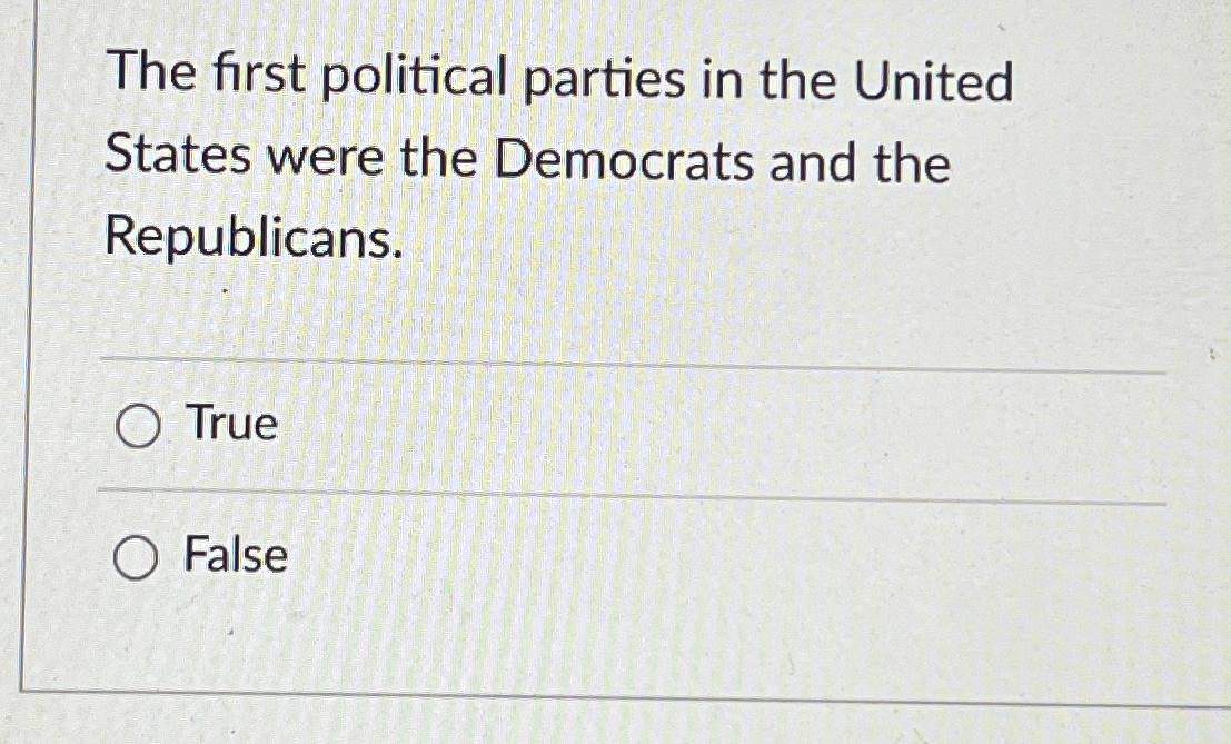 Solved The first political parties in the United States were | Chegg.com