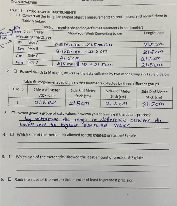 Solved Part 2 - Volume Calculations with Significant Figures | Chegg.com
