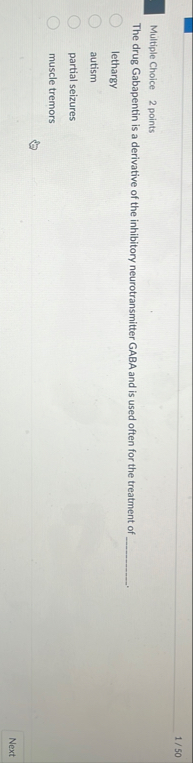 Solved 150Multiple Choice 2 ﻿pointsThe drug Gabapentin is a | Chegg.com