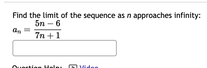 Solved Find the limit of the sequence as n ﻿approaches | Chegg.com