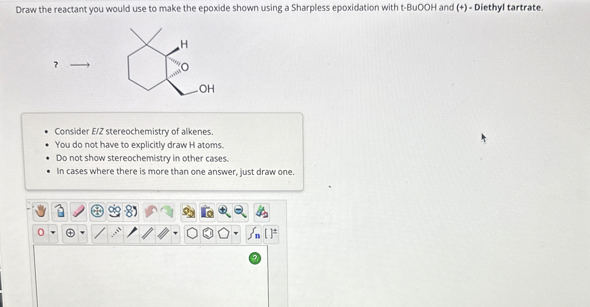 Solved Draw the reactant you would use to make the epoxide | Chegg.com