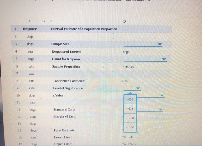 8. Using Excel - Constructing an interval estimate | Chegg.com