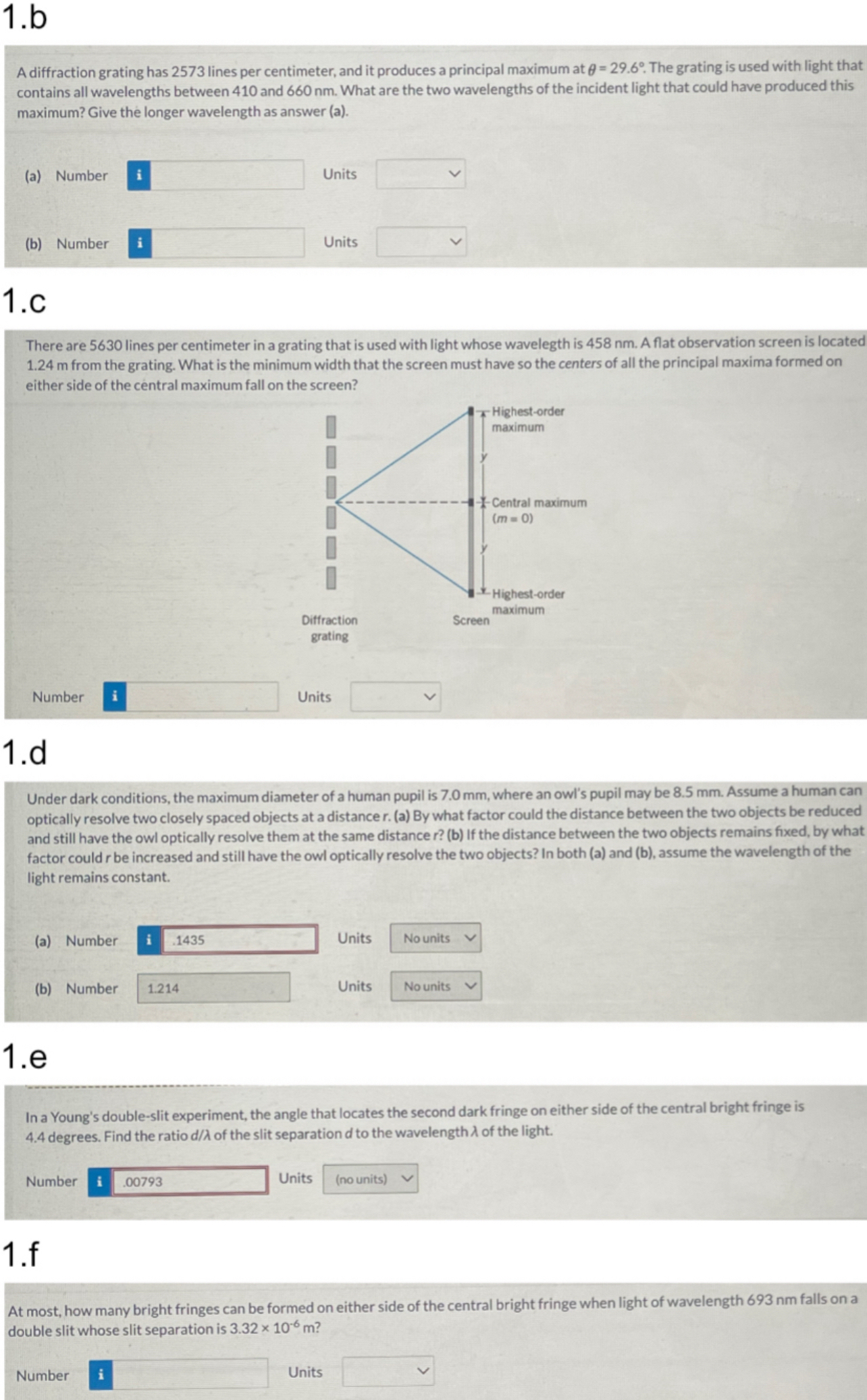 Solved 1.bA diffraction grating has 2573 ﻿lines per | Chegg.com