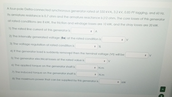 Solved A tour-pole Delta-connected synchronous generator | Chegg.com