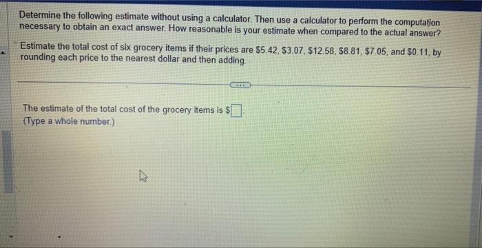 Solved Determine the following estimate without using a | Chegg.com