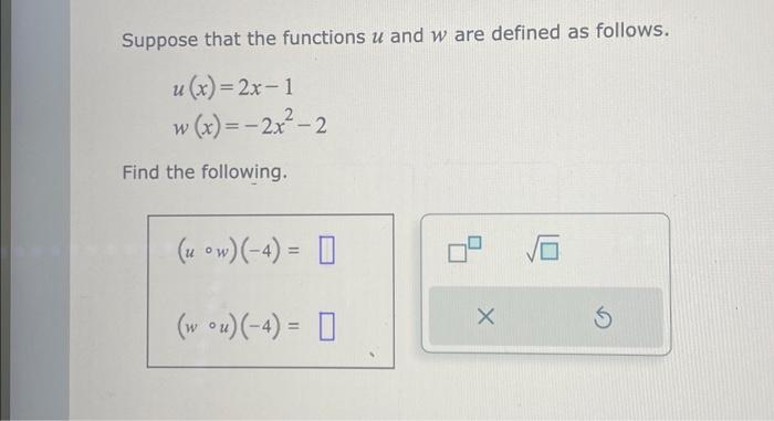 Solved Suppose that the functions u and w are defined as | Chegg.com