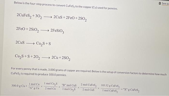 Solved Below is the four-step process to convert CuFeS2 to | Chegg.com