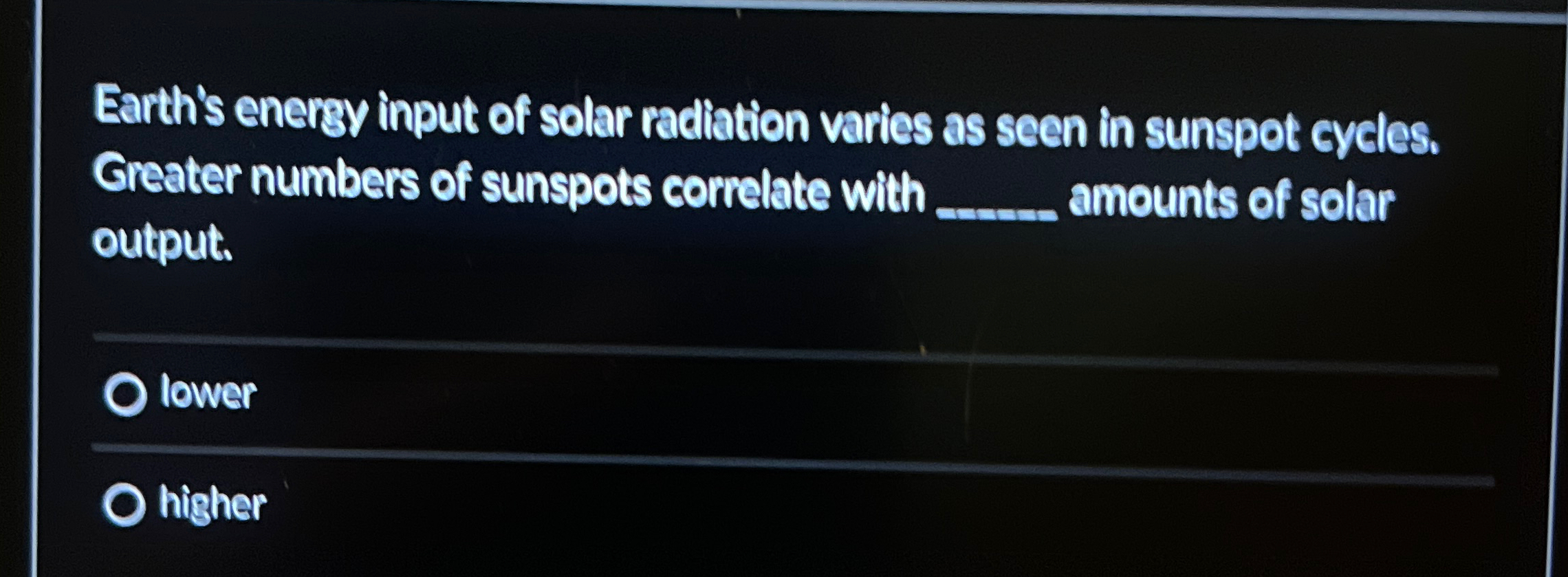 Solved Earth's energy input of solar radiation varies as | Chegg.com