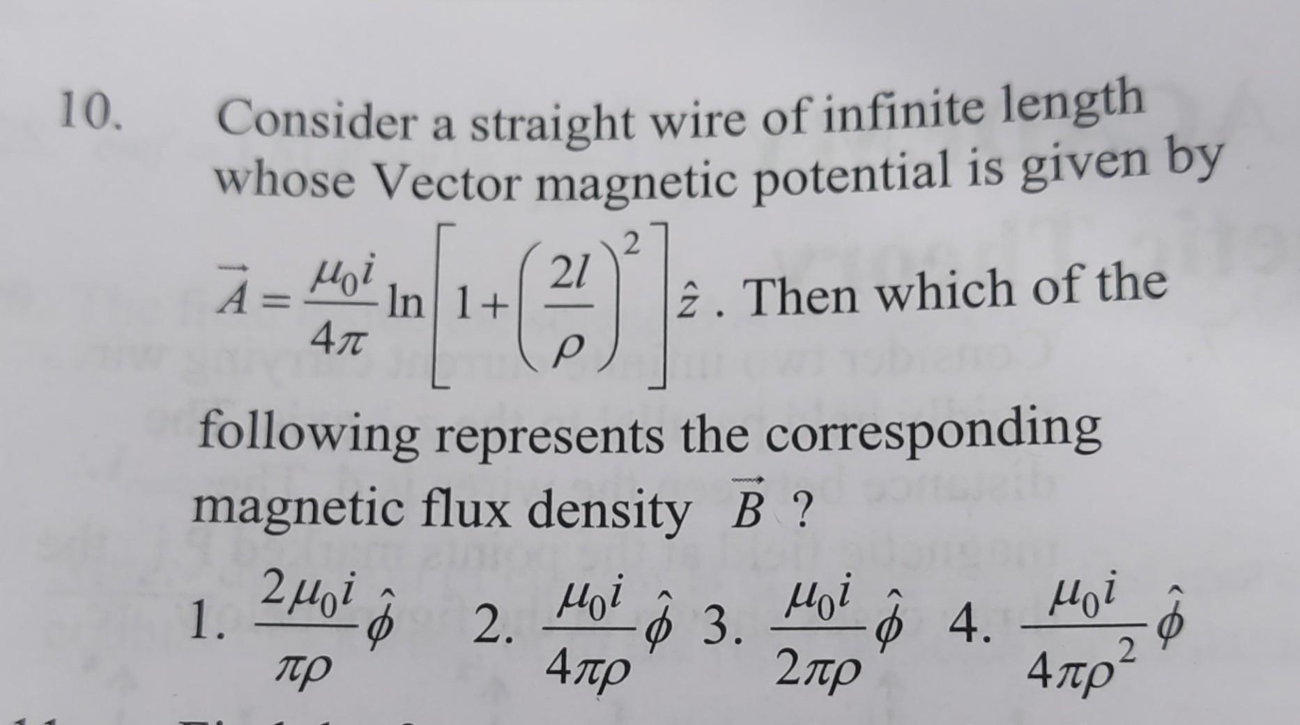 Solved Consider a straight wire of infinite length whose | Chegg.com