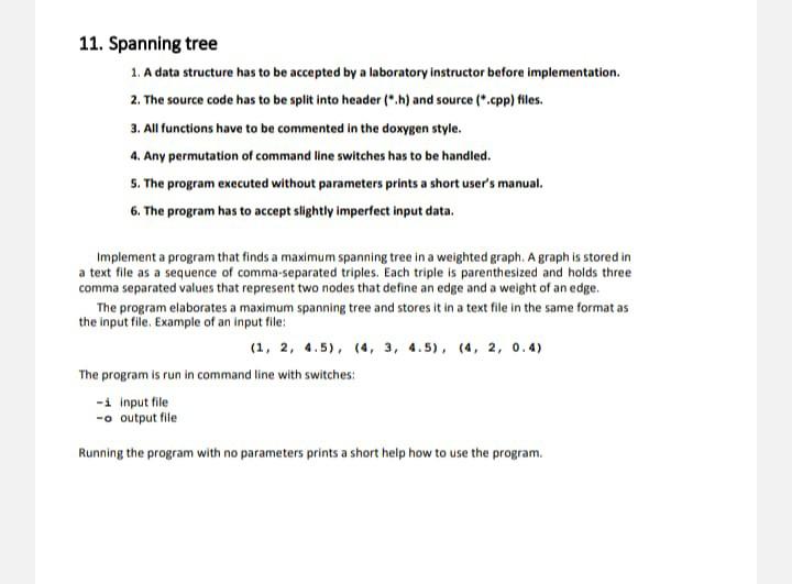 Solved 11. Spanning tree 1. A data structure has to be | Chegg.com