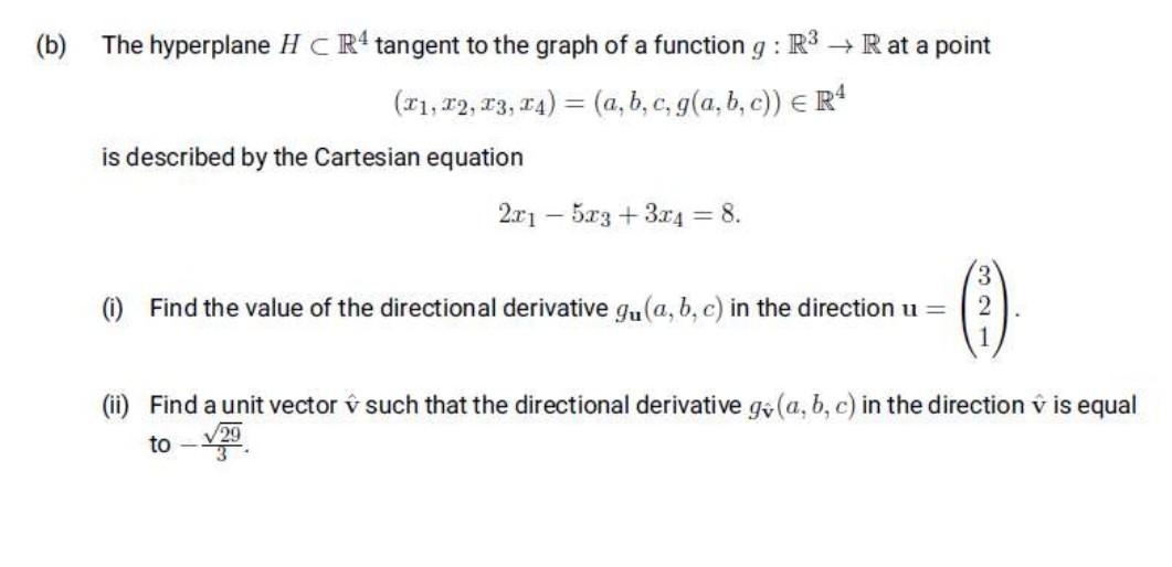 Solved (b) The hyperplane H CR4 tangent to the graph of a | Chegg.com