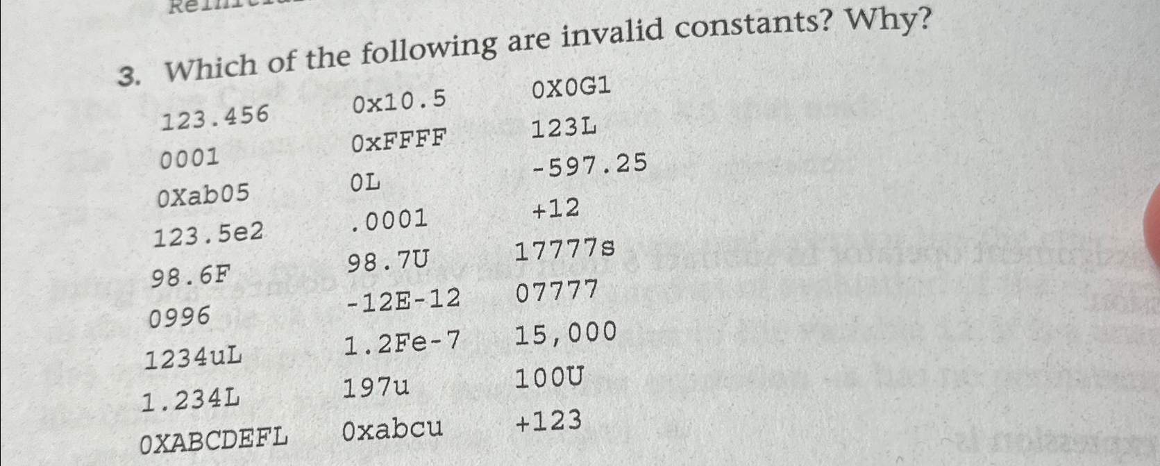 Solved Which of the following are invalid constants? | Chegg.com