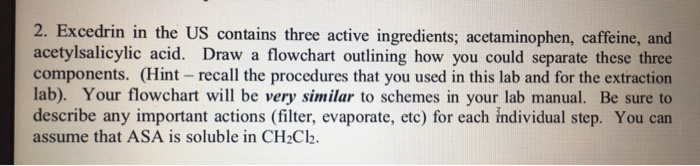 Solved 2. Excedrin in the US contains three active | Chegg.com