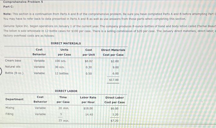 Comprehensive Problem 5 Part C: Note: This section is | Chegg.com