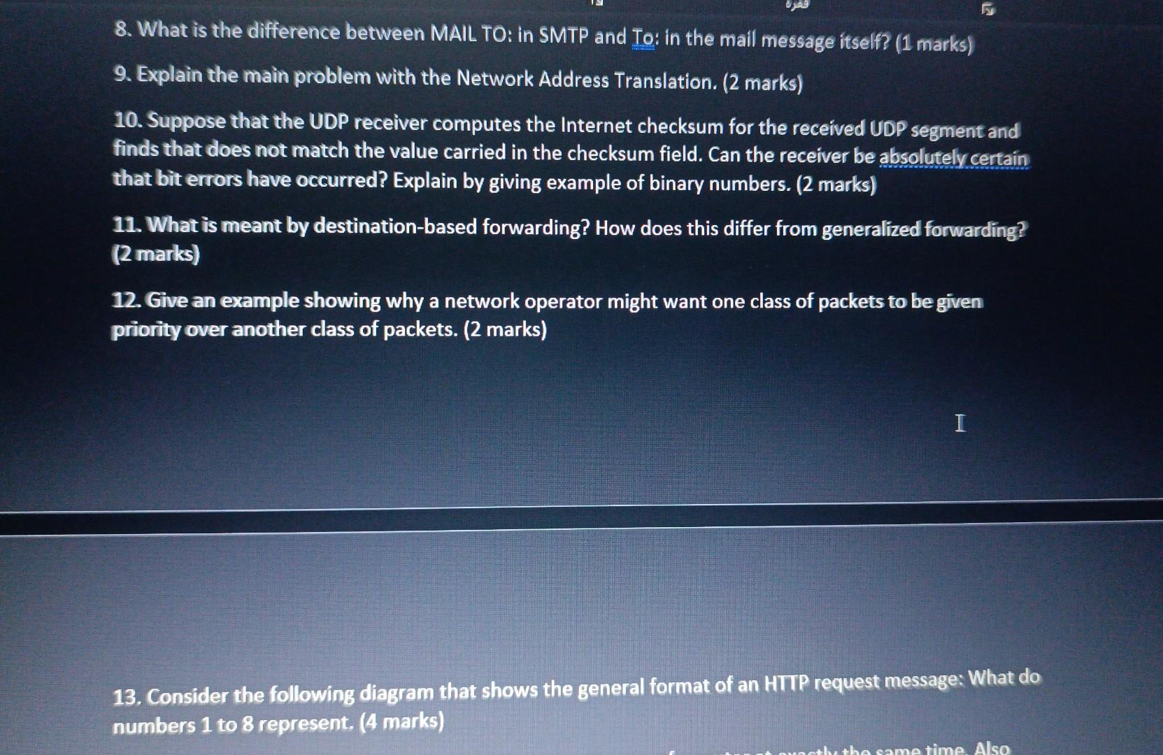 Solved 8. What is the difference between MAIL TO: in SMTP | Chegg.com