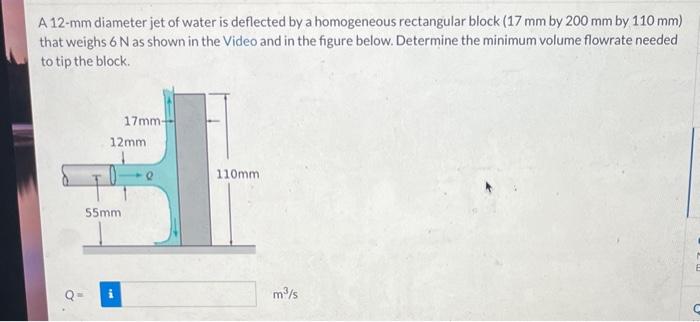 Solved A 12 -mm diameter jet of water is deflected by a | Chegg.com