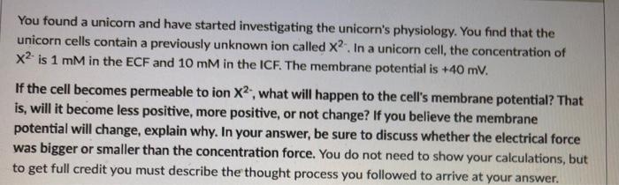 Solved You found a unicorn and have started investigating | Chegg.com