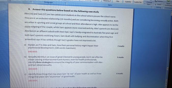 Solved 8. Answer the questions below based on the following | Chegg.com