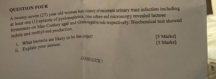 INSTRUCTIE QUESTION ONE [8 Marks) ii. Chocolate agar | Chegg.com