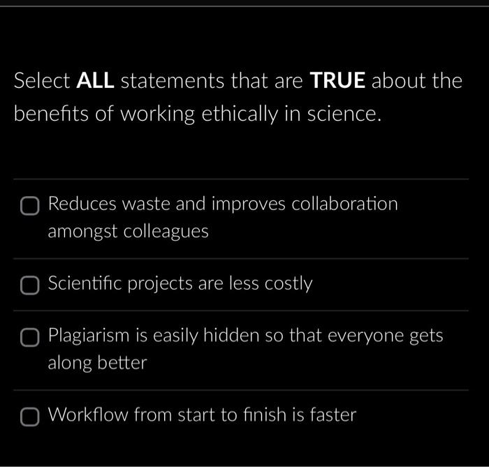 Solved Select ALL statements that are TRUE about the | Chegg.com
