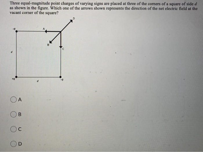 Solved Three equal-magnitude point charges of varying signs | Chegg.com