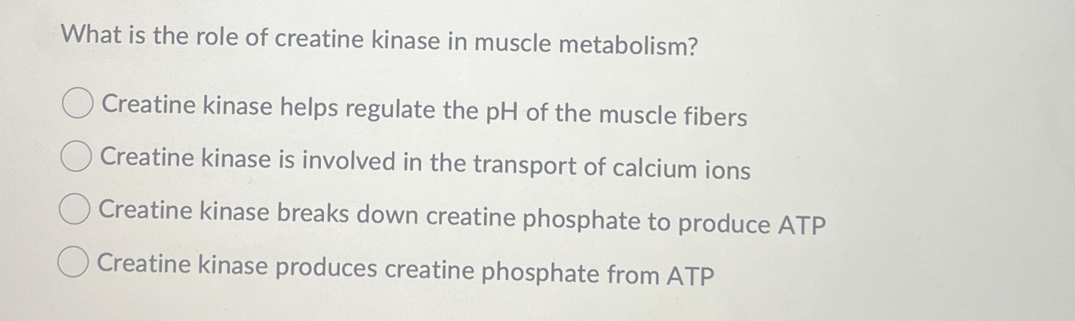 Solved What is the role of creatine kinase in muscle | Chegg.com
