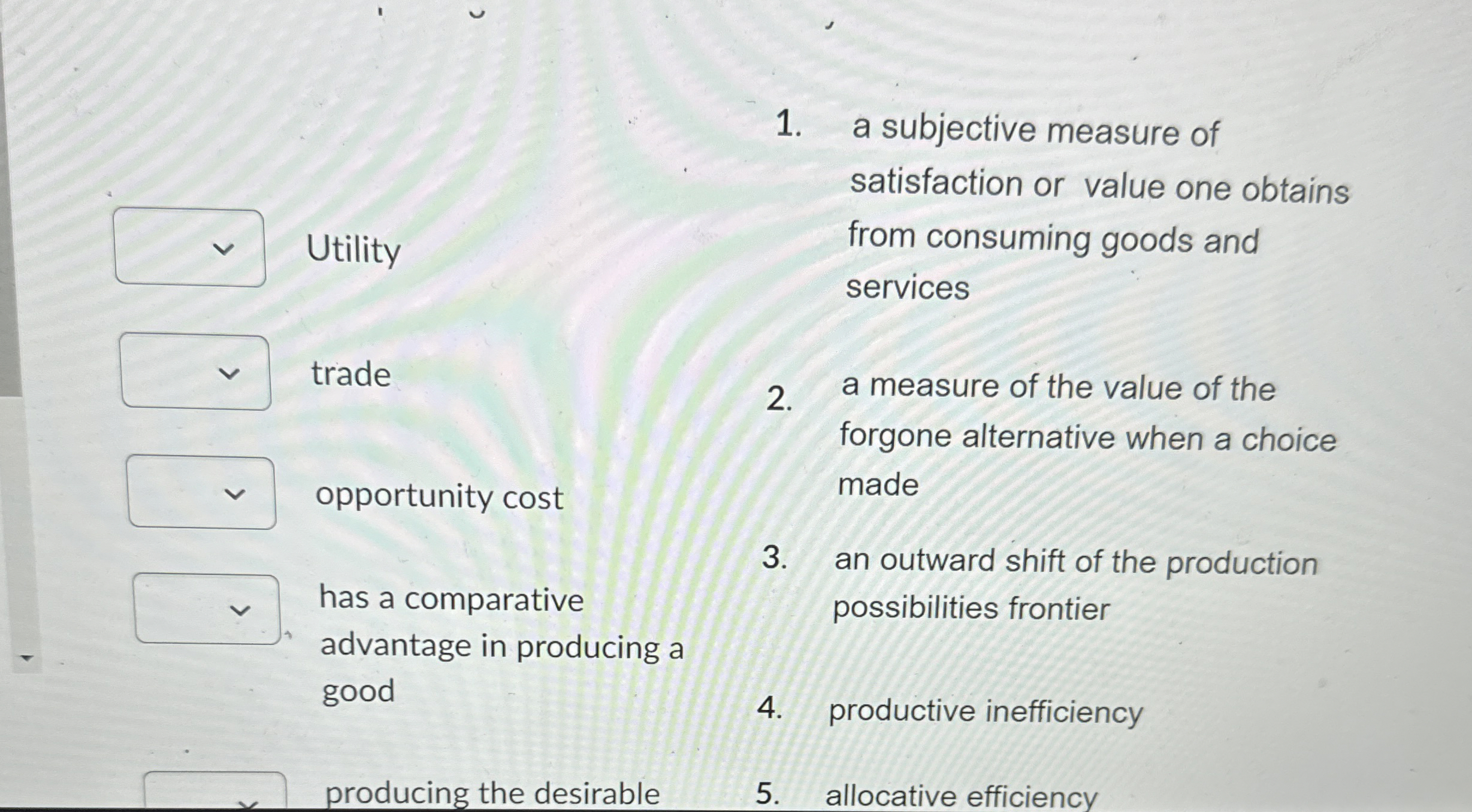 Solved a subjective measure of satisfaction or value one | Chegg.com