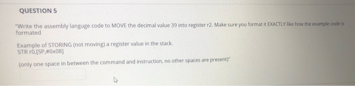 Solved Question 5 Write The Assembly Languge Code To Move