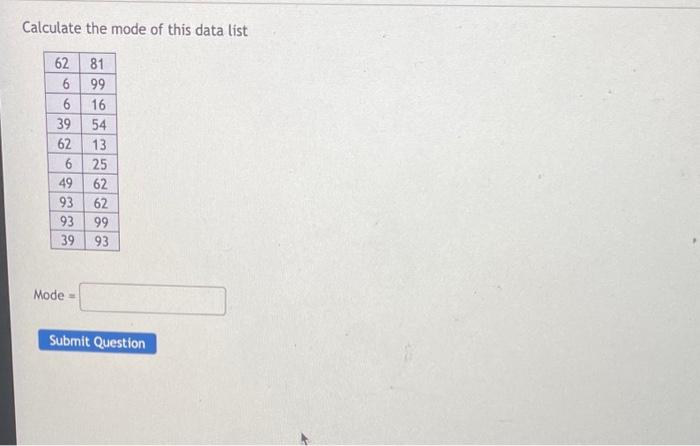 Solved Calculate the mean of the sample data set represent | Chegg.com