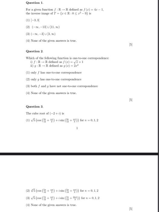 Solved For A Given Function F R→r Defined As F X 4x−1 The