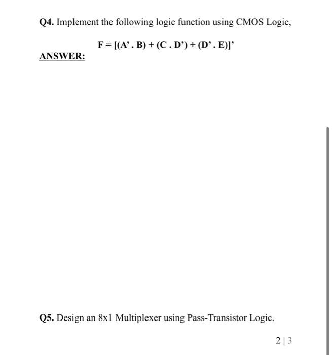 Solved Q3. Design a SR Latch using NAND CMOS logic. ANSWER: | Chegg.com