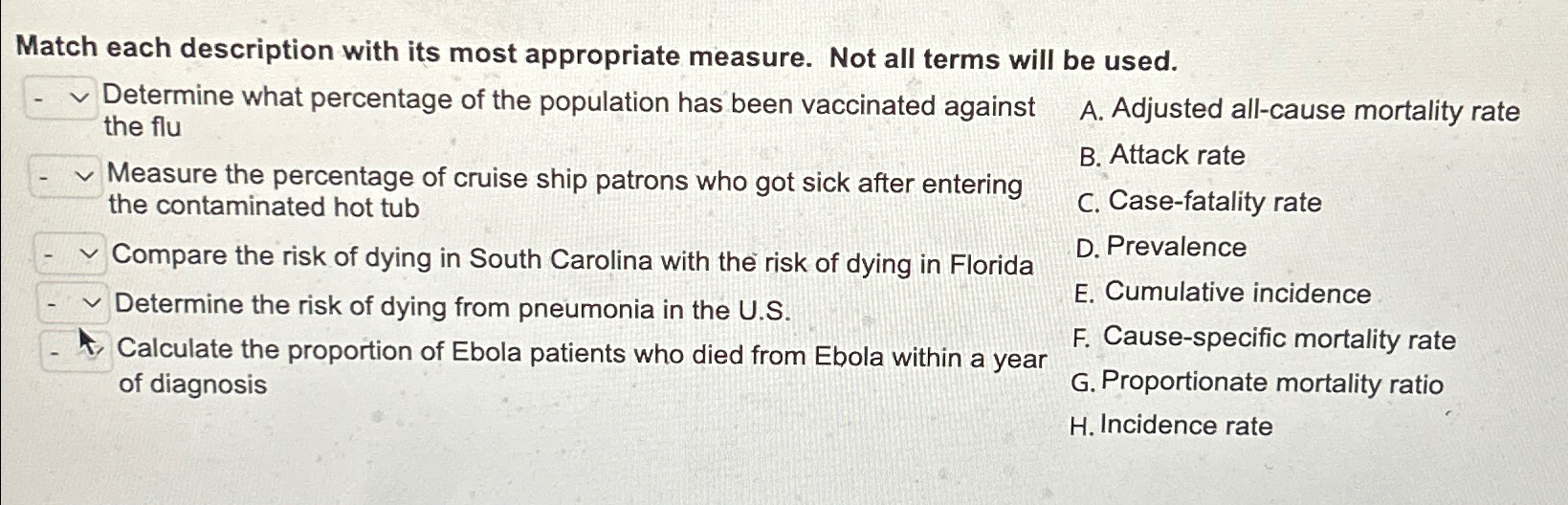 Solved Match each description with its most appropriate | Chegg.com