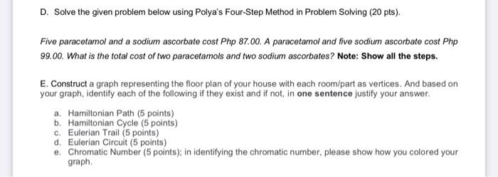 D. Solve the given problem below using Polya's | Chegg.com