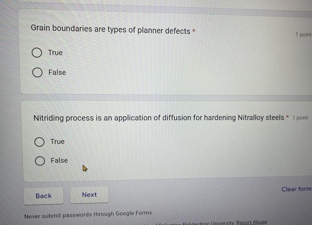 Solved Grain boundaries are types of planner defects * 1 | Chegg.com