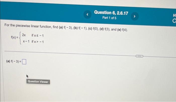 Solved For the piecewise linear function, find (a) f(−3), | Chegg.com