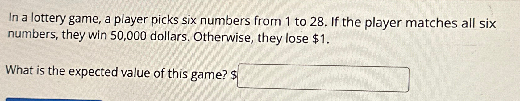 Solved In a lottery game, a player picks six numbers from 1 | Chegg.com