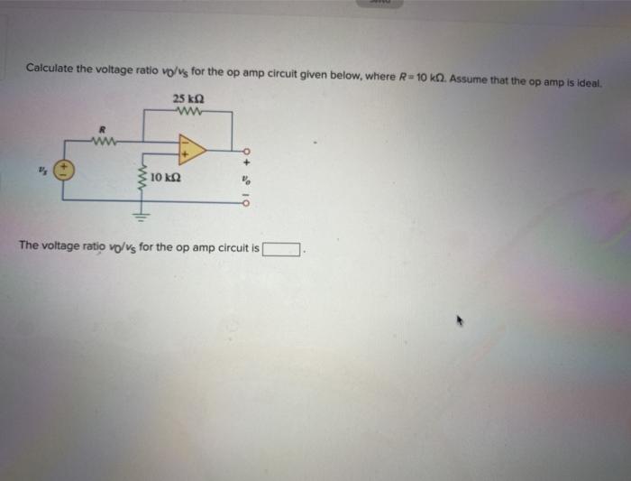 Solved Calculate the voltage ratio vo vs for the op amp | Chegg.com