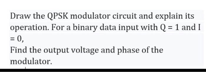 Solved Draw the QPSK modulator circuit and explain its | Chegg.com