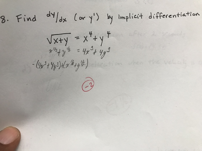 Solved find dy/dx (or y’) by implicit differentiation square | Chegg.com