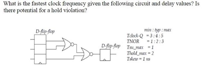 Solved What is the fastest clock frequency given the | Chegg.com