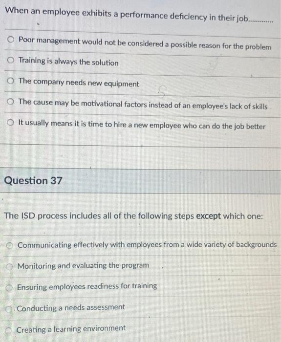 Solved When an employee exhibits a performance deficiency in | Chegg.com