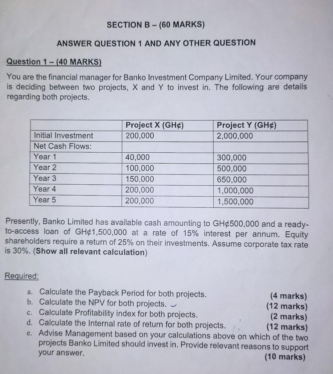 Solved Question 1 - (40 MARKS) You are the financial manager | Chegg.com