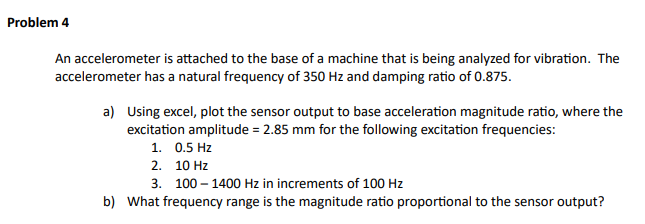 Problem 4 ﻿An accelerometer is attached to the base | Chegg.com