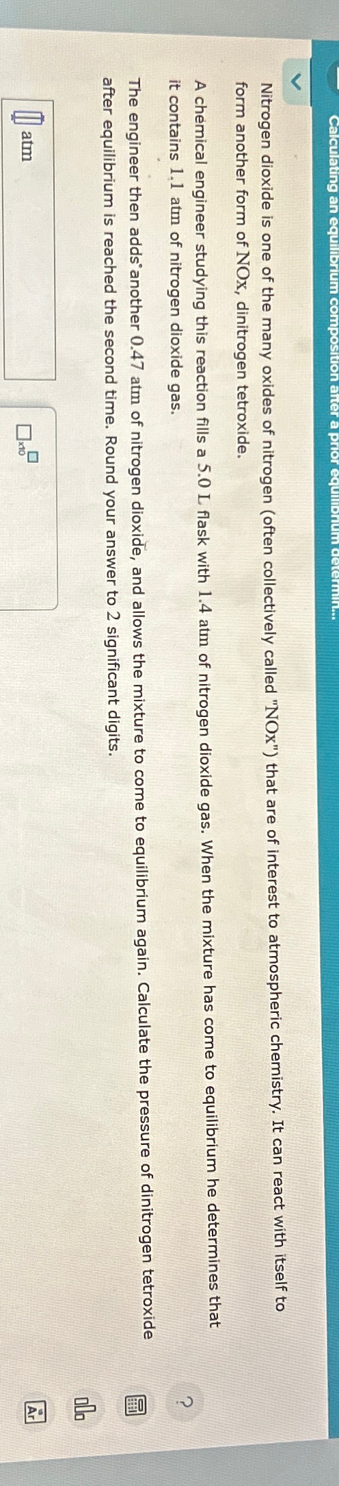 Solved form another form of NOx, dinitrogen tetroxide. it | Chegg.com